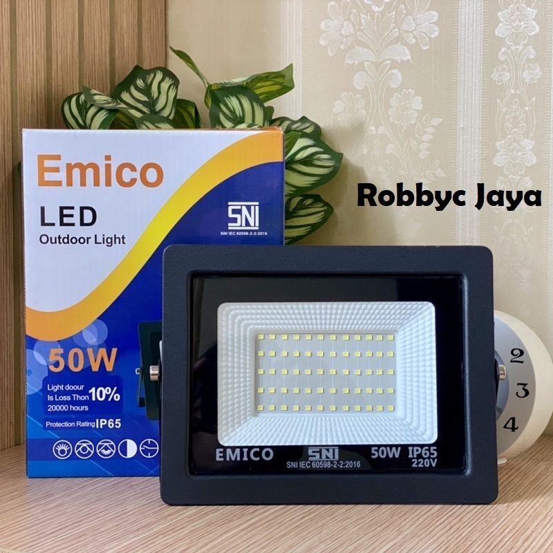 Jual Kap Sorot 50W Putih / Kuning Emico - Lampu Tembak LED 50 Watt IP65 EMICO | Shopee Indonesia