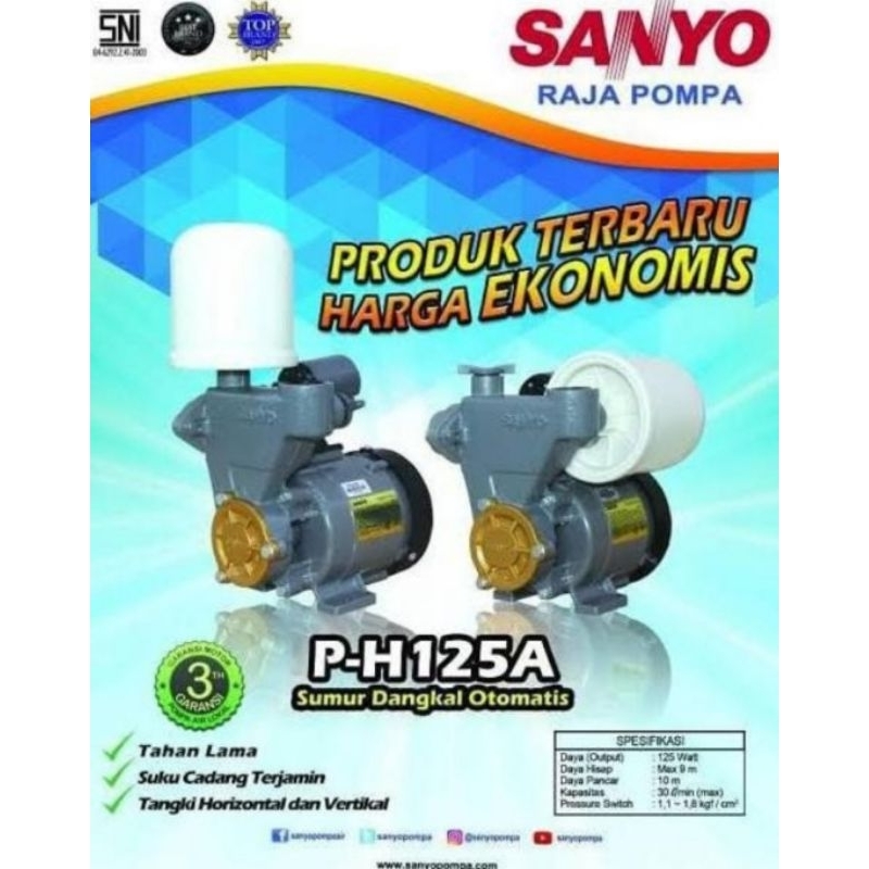 Jual MESIN POMPA AIR SANYO OTOMATIS PH 125A | Shopee Indonesia