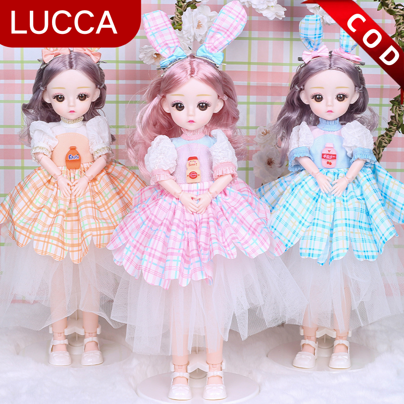 Jual 32CM Mainan Anak Perempuan Boneka 3D Doll Cute DIY Princess dengan ...