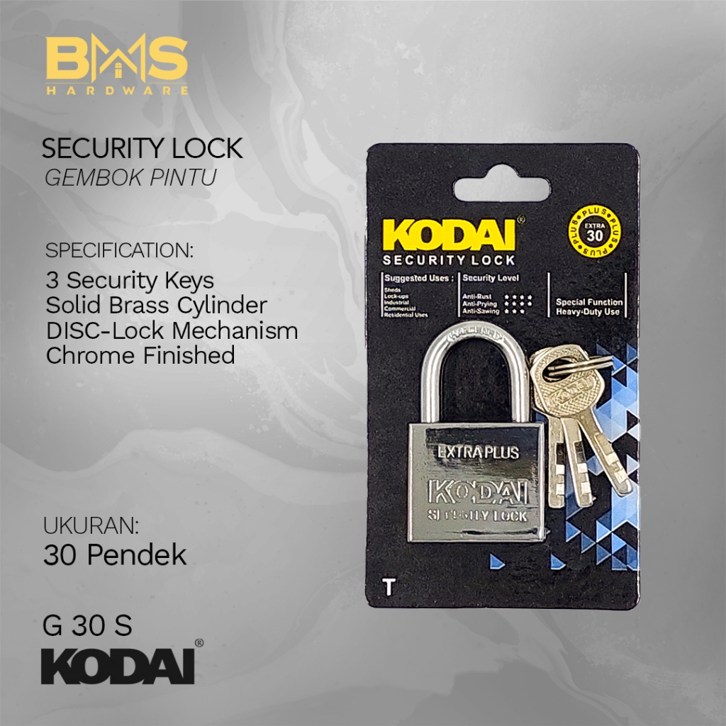 Jual (6 PCS) Gembok Security Lock Short/Pendek KODAI G 30 S Murah Bagus ...