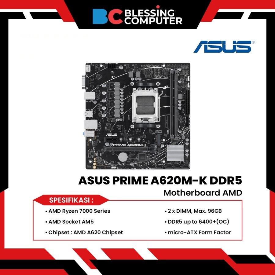 Jual ASUS PRIME A620M-K DDR5 / Motherboard Asus A620M K | Shopee Indonesia