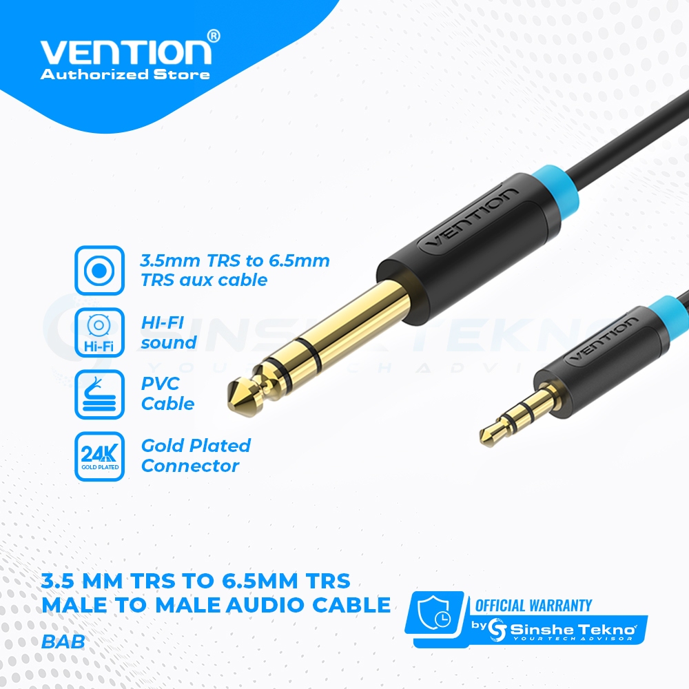 Jual Vention BAB 1.5M Kabel Audio Aux 6.5mm Male to 3.5mm Male | Shopee Indonesia