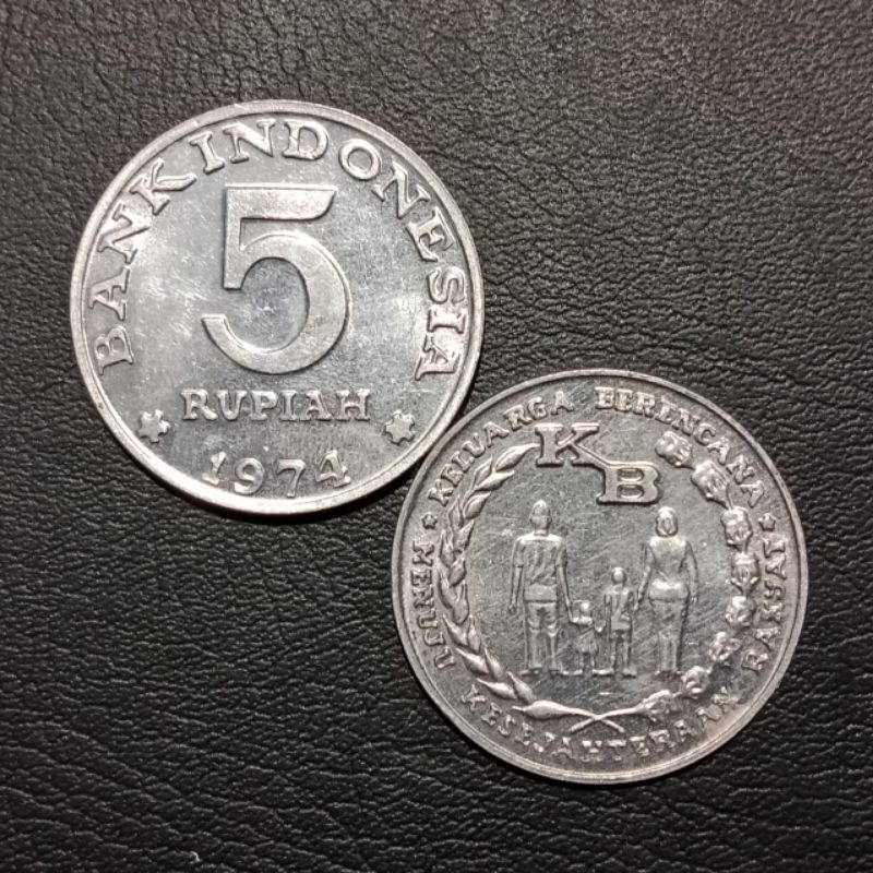 Jual Koin Mahar Nikah 5 Rupiah KB Besar Alumunium Tahun 1974 (Baru) | Shopee Indonesia