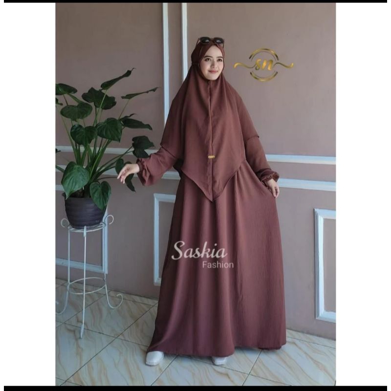Jual GAMIS SYAR I SET HIJAB GAMIS BAHAN CRINGKLE AIRFLOW PREMIUM GAMIS MUSLIMAH GAMIS TERBARU ...
