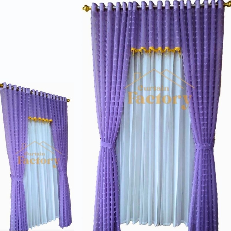 Jual Tirai Gorden Satu Set Vitrase Rubyah Ungu Ukuran Jendela Pintu ...