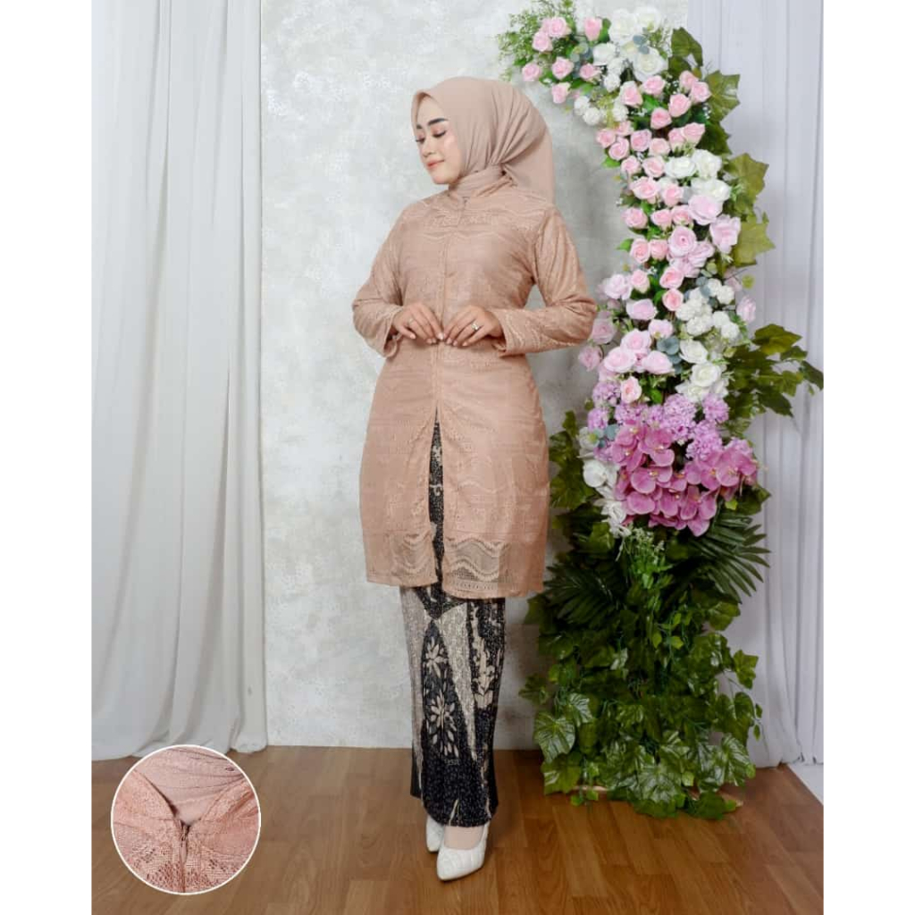 Jual Baju kebaya tunik brukat warna cream mocca kebaya tunik baju ...