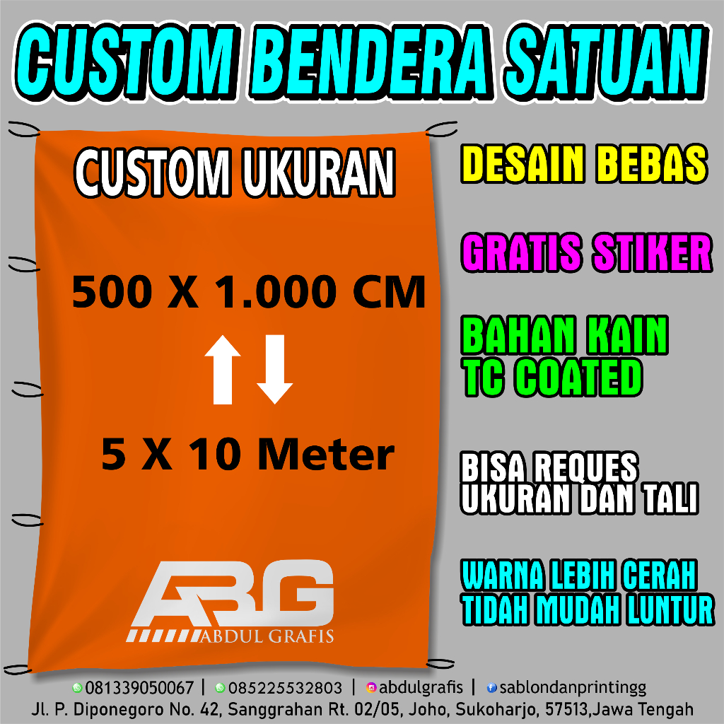 Jual CETAK BENDERA CUSTOM UK. 10 x 5 METER FULL PRINTING SATUAN BENDERA ...