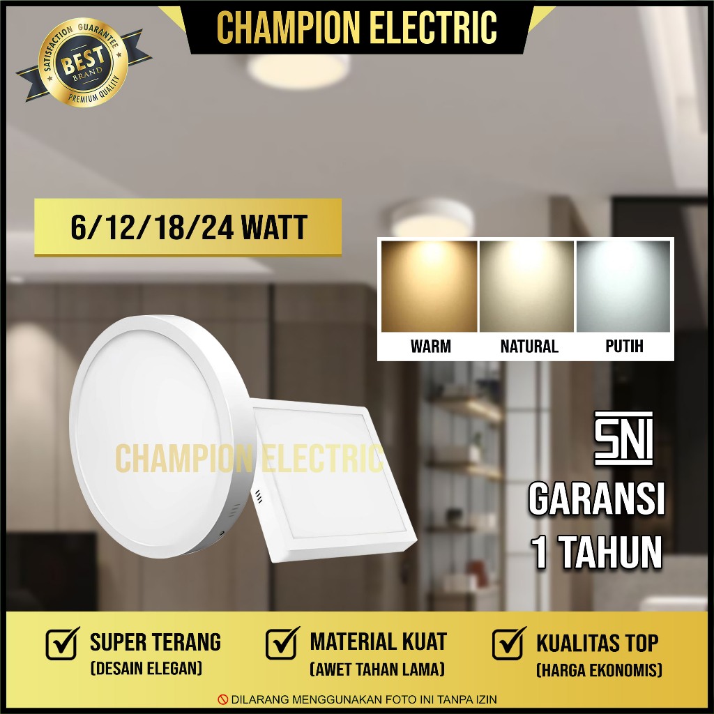 Jual Lampu Plafon Tempel LED 6W 12W 18W 24W Downlight Outbow Terang ...