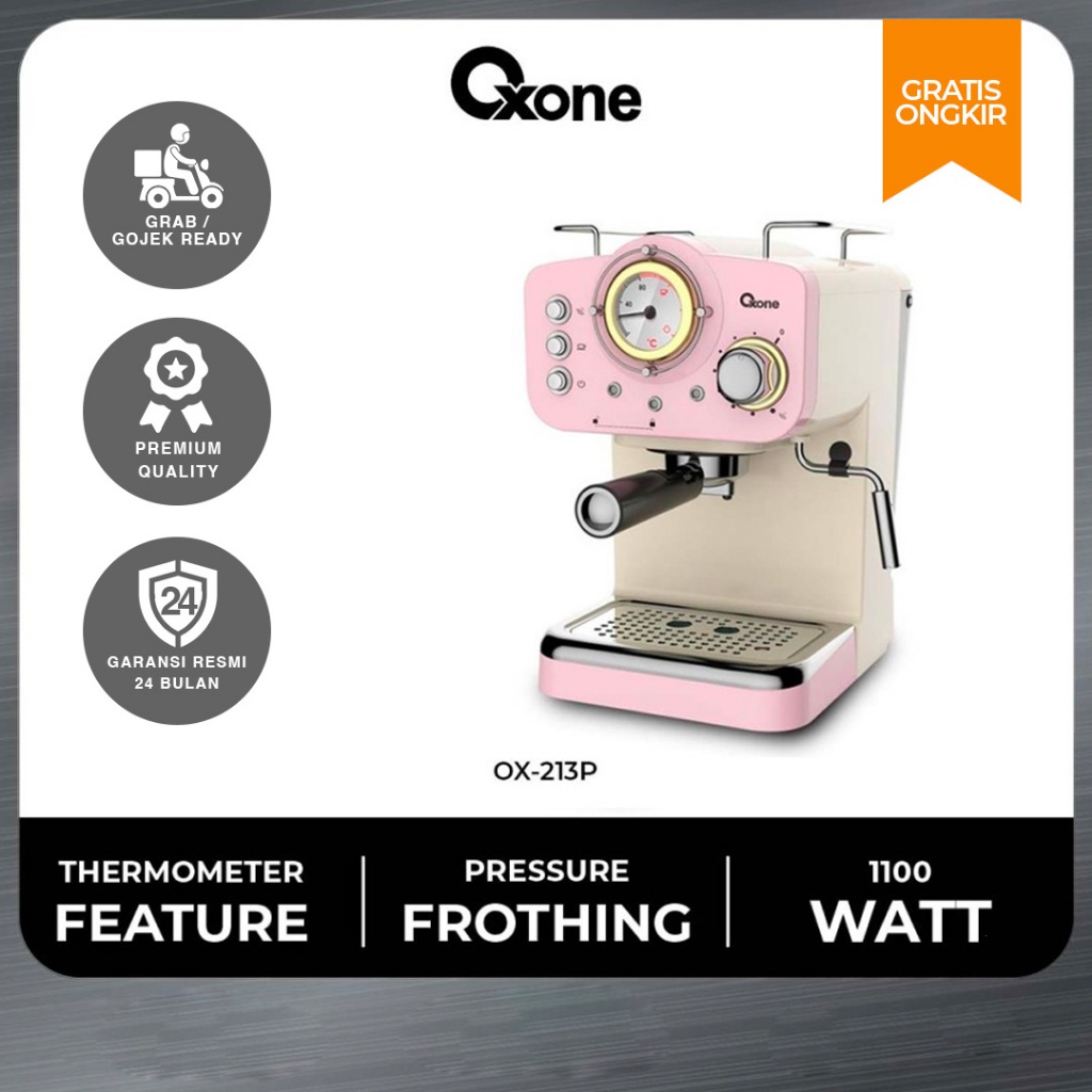 Jual Oxone OX213 Mesin Pembuat Kopi Coffee Maker Espresso Machine Pink/Green | Shopee Indonesia