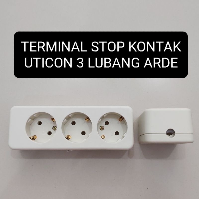 Jual UTICON Terminal Stop Kontak 3 Lubang Arde Kuningan | Shopee Indonesia