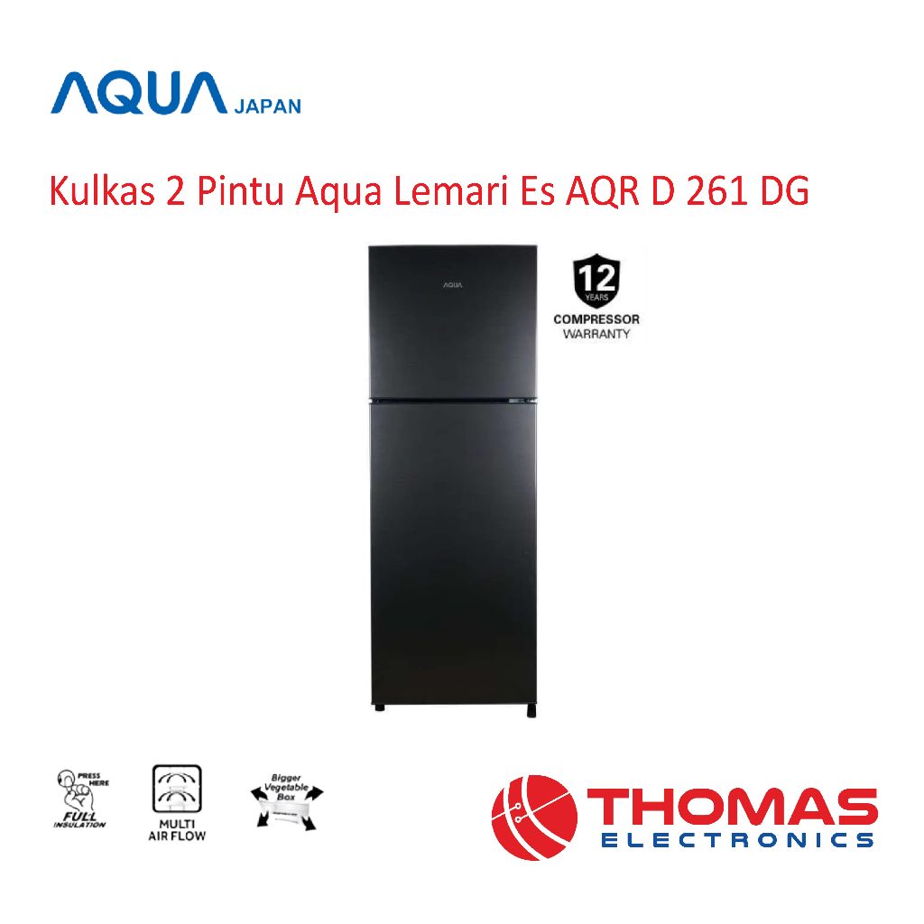 Jual Kulkas 2 Pintu Lemari Es Aqua AQRD261DG AQRD 261 DG Auto Defrost Garansi Resmi | Shopee ...
