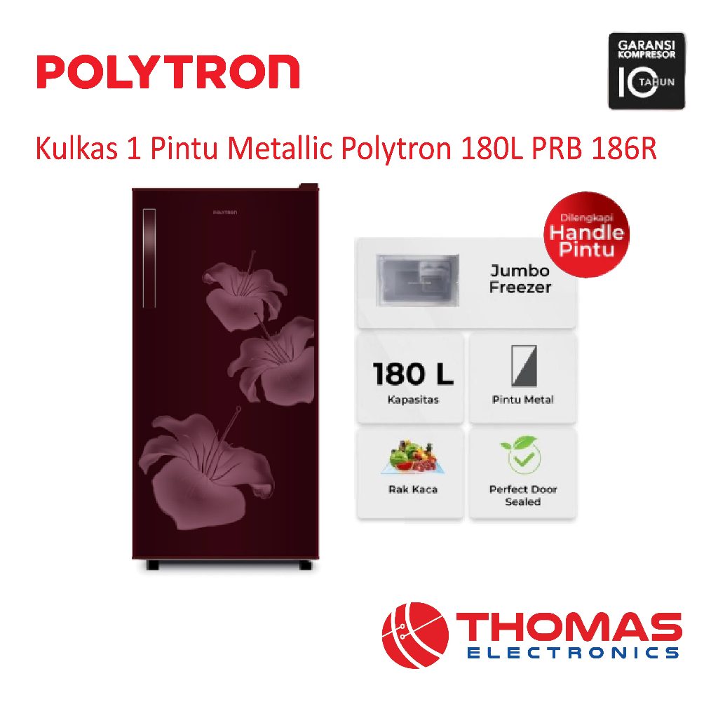 Jual Kulkas 1 Pintu Polytron PRB186R PRB 186 R Metallic 180 L Garansi ...