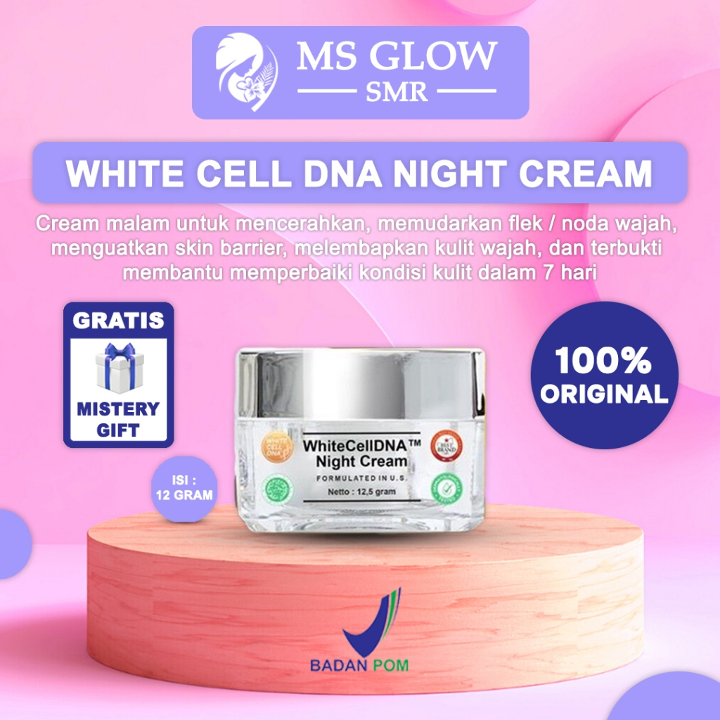 Jual Ms Glow White Cell DNA Night Cream Original Untuk Mencerahkan, Memudarkan Flek/Noda ...