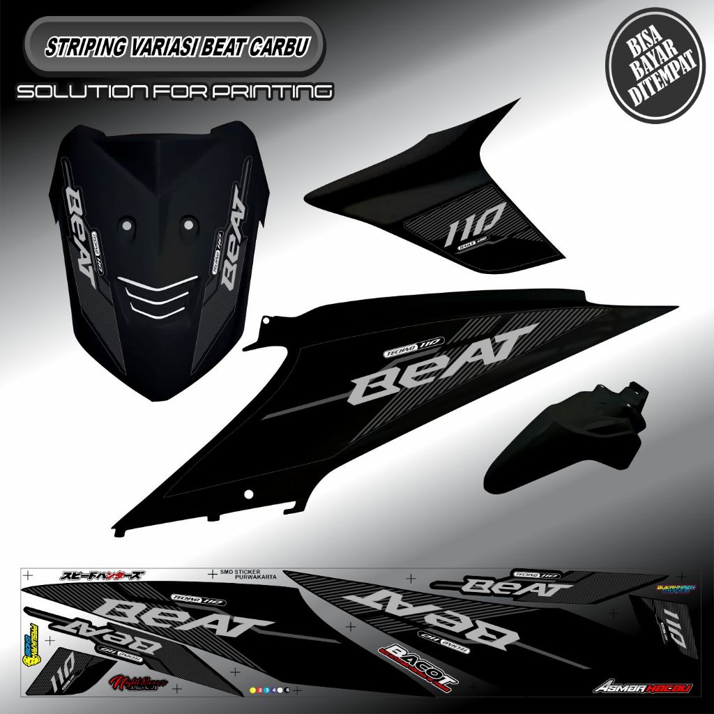 Jual STRIPING VARIASI RACING STICKER HONDA BEAT CARBU | Shopee Indonesia