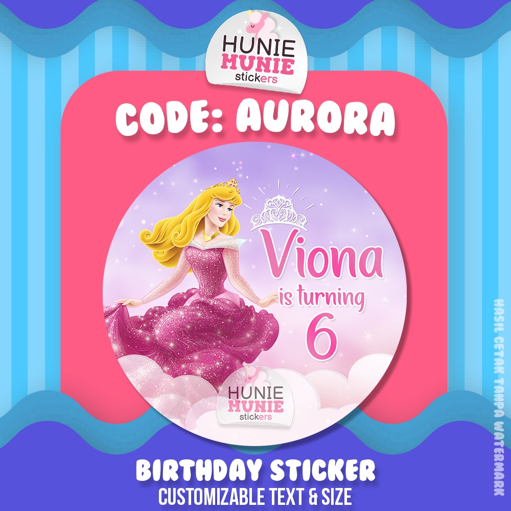 Jual Sticker Birthday Custom - Princess Aurora (20pcs) Stiker Ulang ...