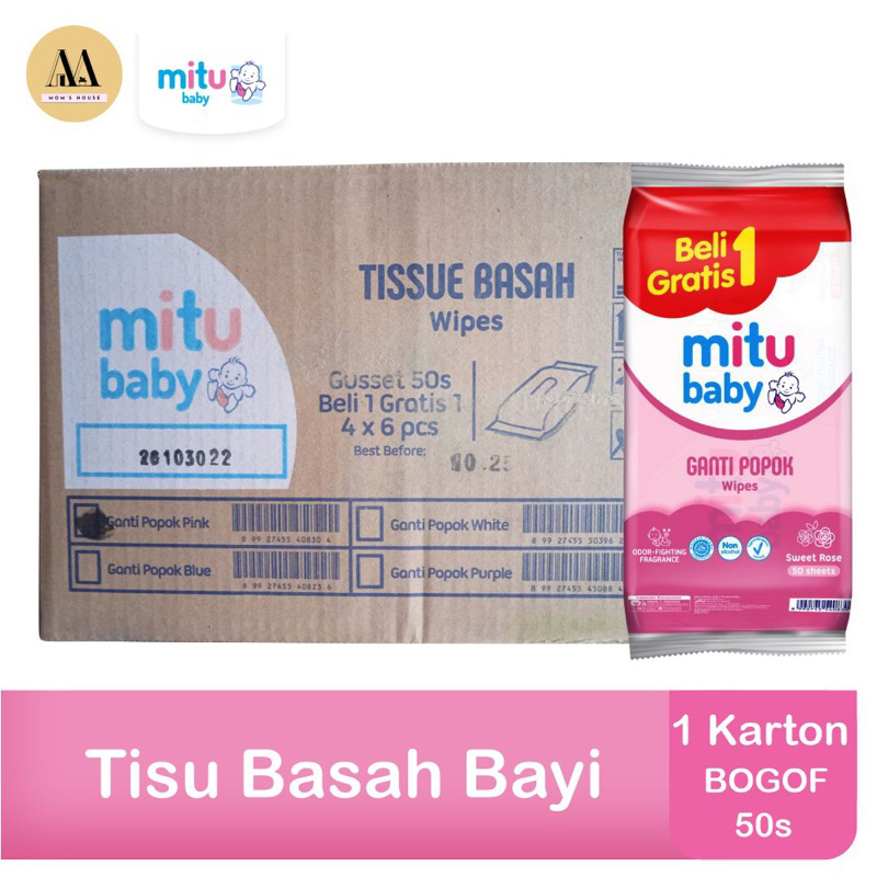 Jual Mitu Baby Ganti Popok 50’S buy 1 Get 1 - Tisu basah [KARTONAN] @24 ...