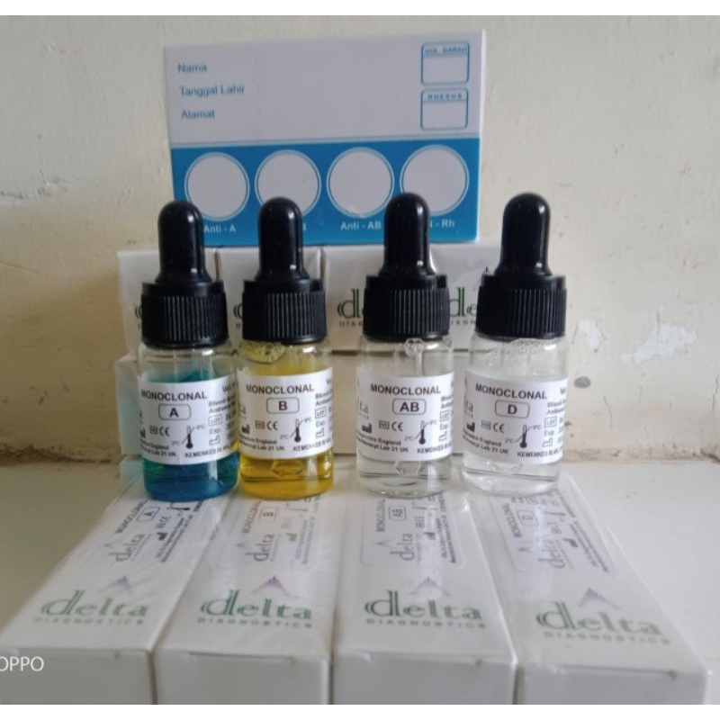 Jual Reagen golongan darah delta + kartu / Reagen Test golongan darah A ...