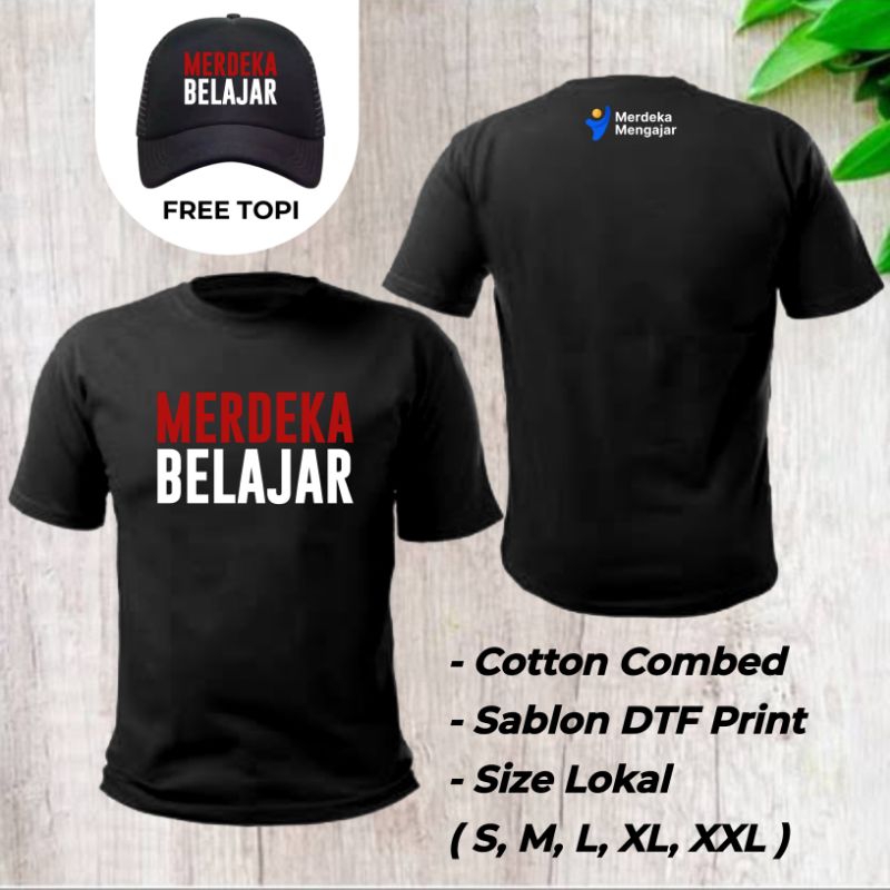 Jual Kaos Merdeka Belajar Guru dan Murid Merdeka Mengajar Free Topi ...