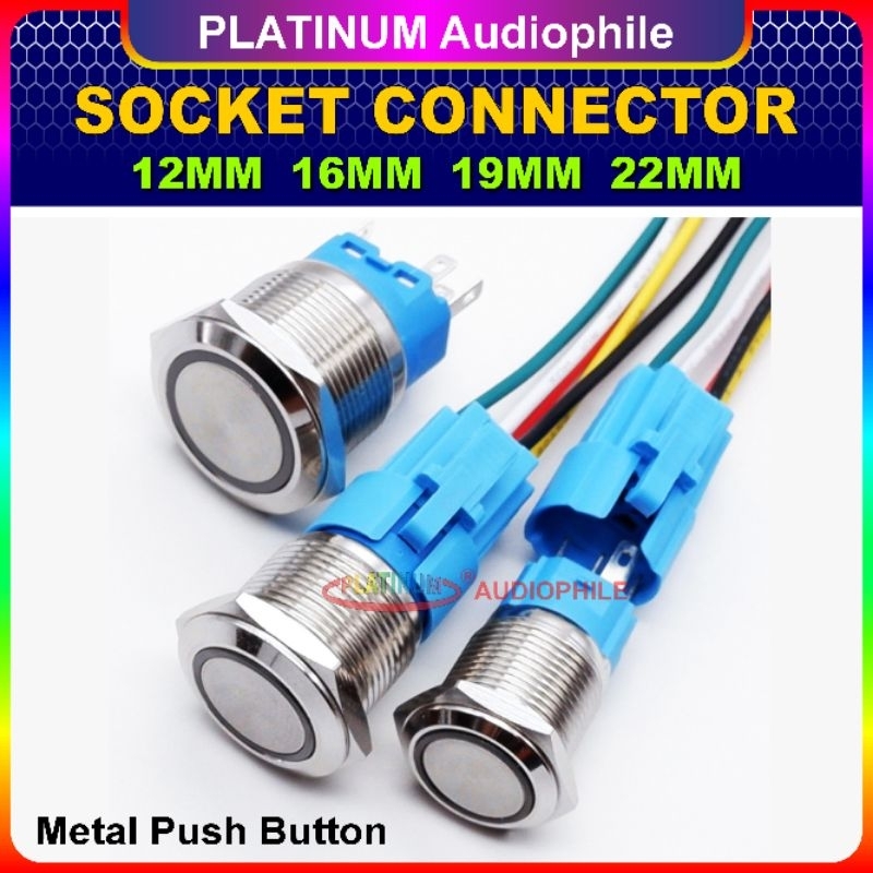 Jual Soket Kabel Konektor Metal Push Button Socket Cable Connector 12mm ...