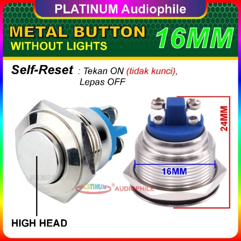 Jual Metal Push Button Switch Saklar On Off Stainless Tanpa Lampu 12MM ...