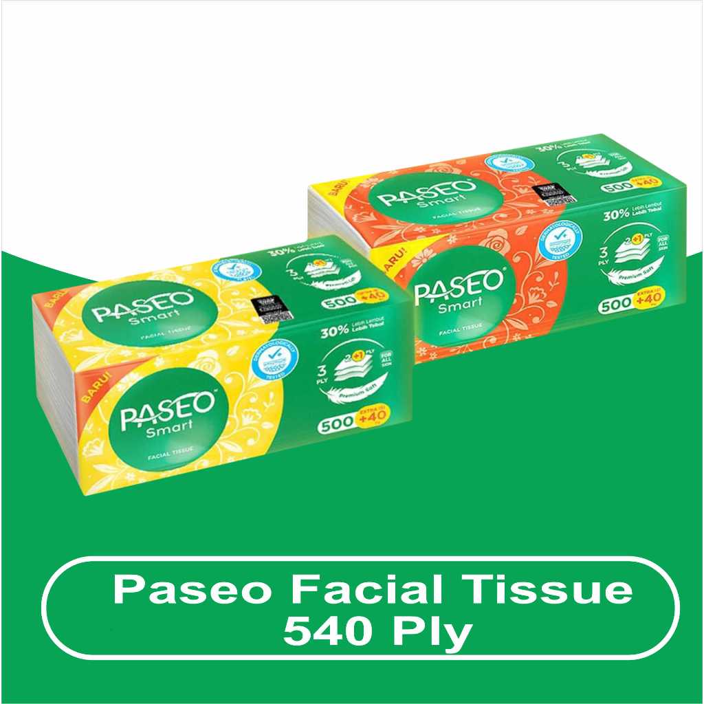 Jual 1 Dus Paseo Smart Facial Tissue Soft Pack 540 Helai isi 48 Pack ...
