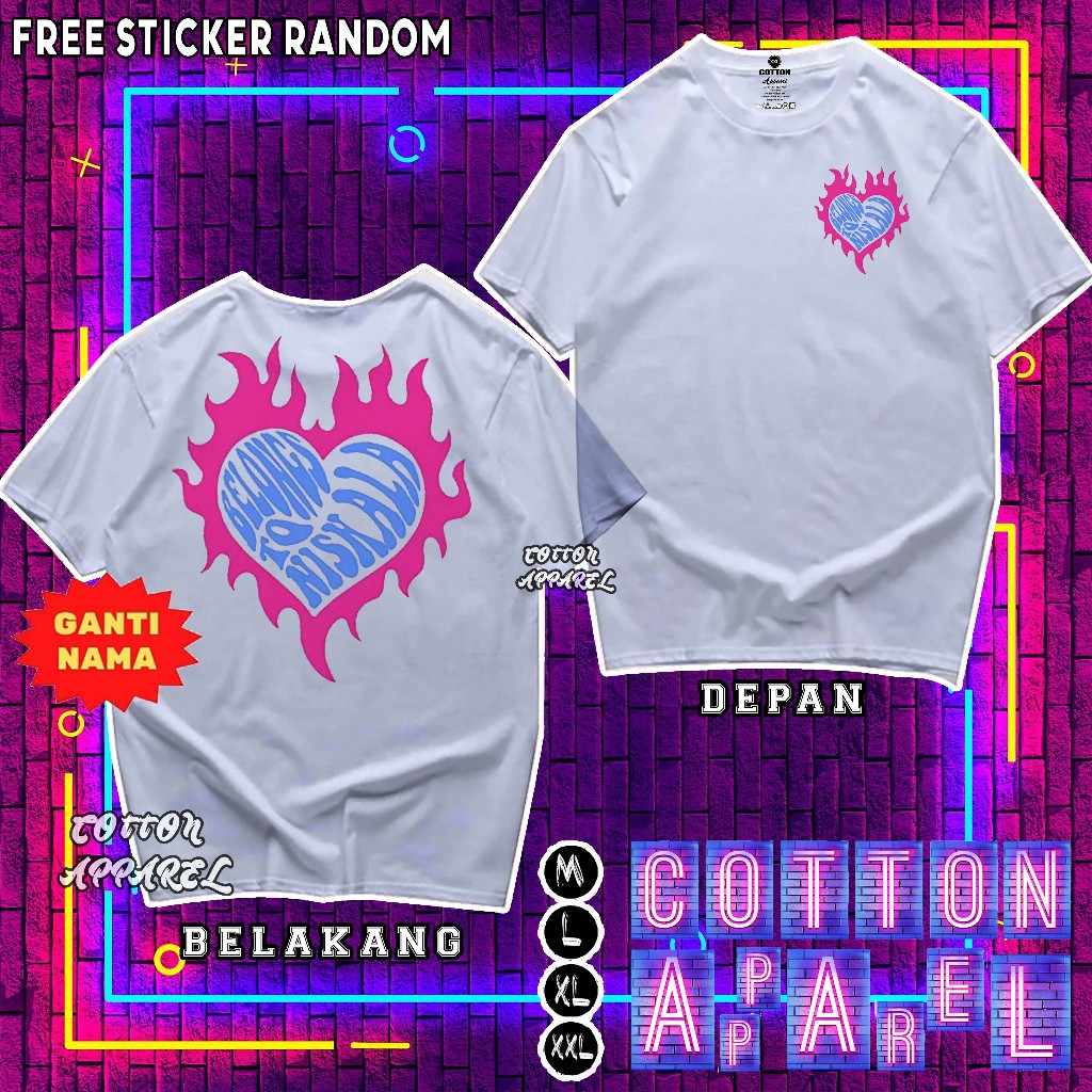 Jual V3 Kaos Baju Bucin Love Custom Belongs To Aesthetic Kaos Couple ...