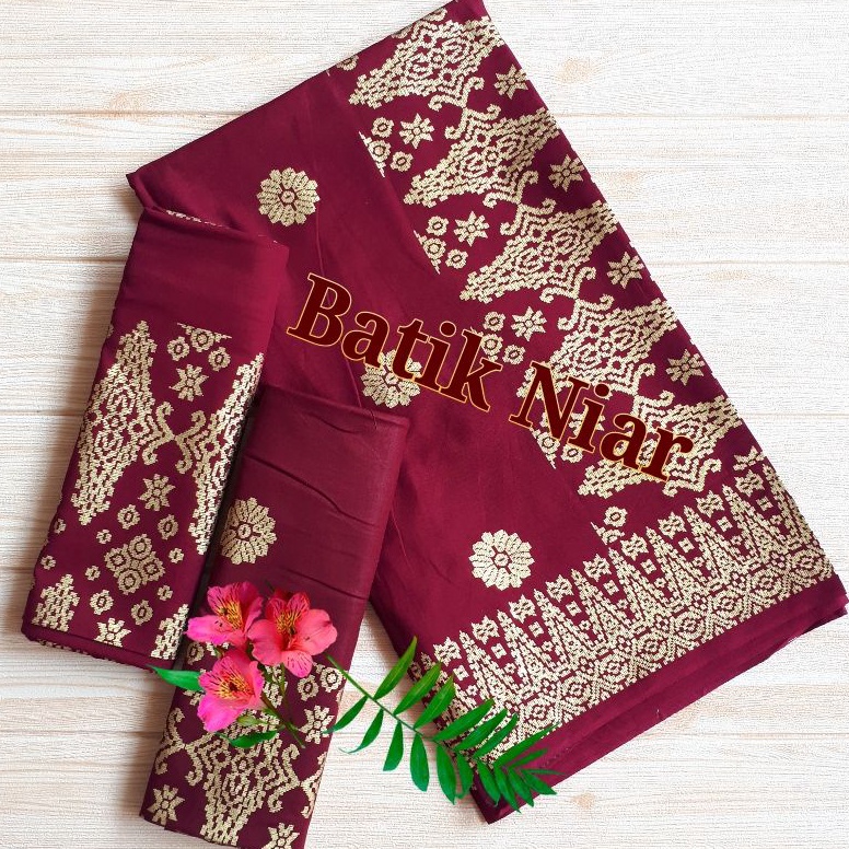 Jual Mur4h kain batik prada emas batik niar songket palembang Promo ...
