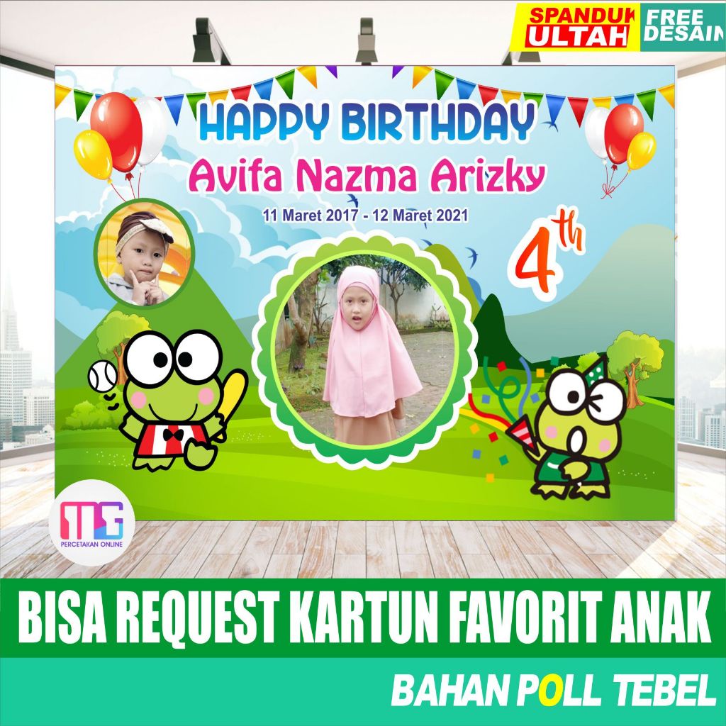 Jual Spanduk Ulang Tahun Anak perempuan Tema keropi - banner ultah anak ...