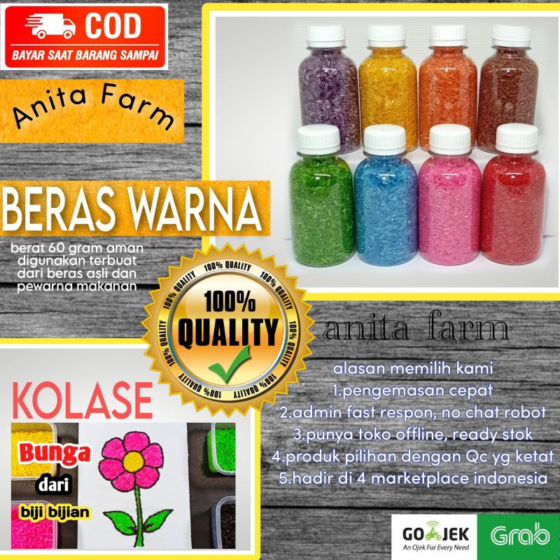 Jual Biji Beras Warna Warni Kolase Prakarya Kemasan Botol 60 gr ...