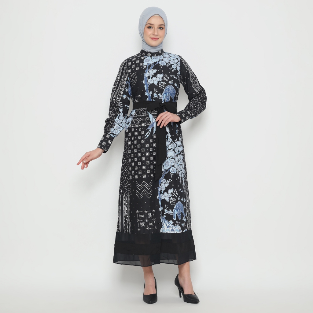 Jual Batik Semar Hara maxi Dress PA Klasik Simbar Modern Biru | Shopee ...