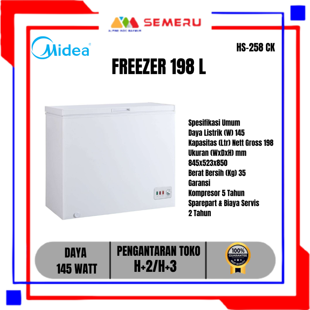 Jual MIDEA CHEST FREEZER FAST COOLING 198 L HS-258 CK / 300 L HS-390 CK ...