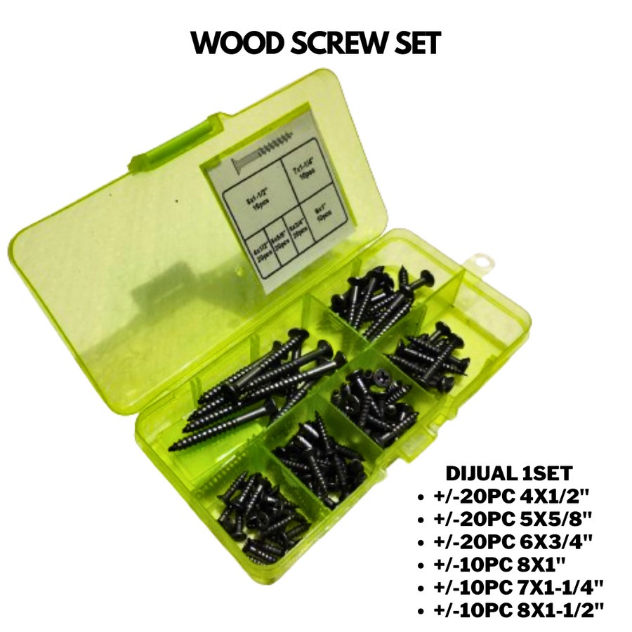 Jual SKRUP KAYU SET (+)/Skrup Kayu + Set Wood Taping Screw Sekrup/SEKRUP KY BERKUALITAS/SEKRUP ...