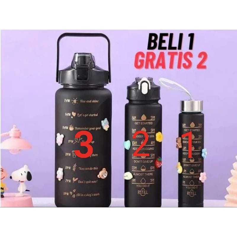 Jual Botol air 3 pilihan ukuran warna dasar black full kata2 motivasi ...