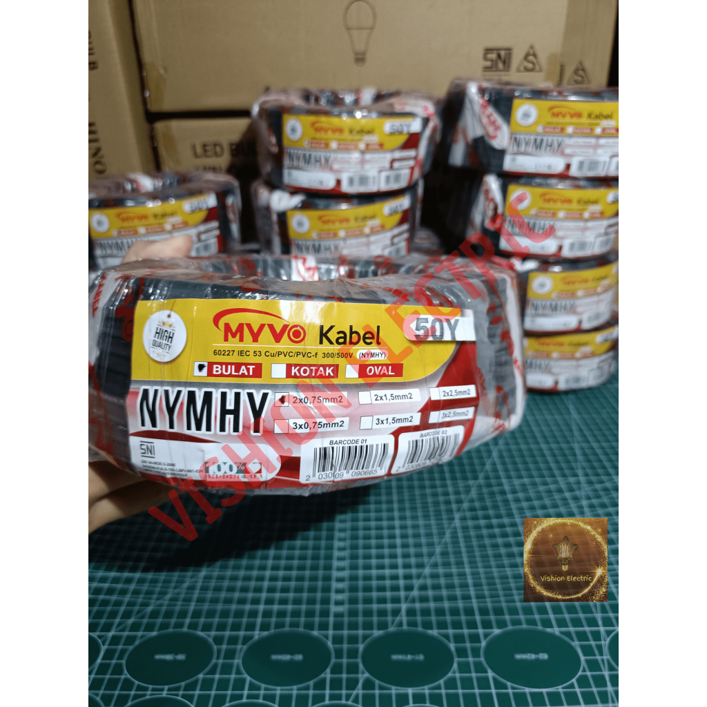 Jual KABEL NYMHYO MYVO BULAT 2X0.75mm 50 YARD FULL TEMBAGA MURNI KABEL ...