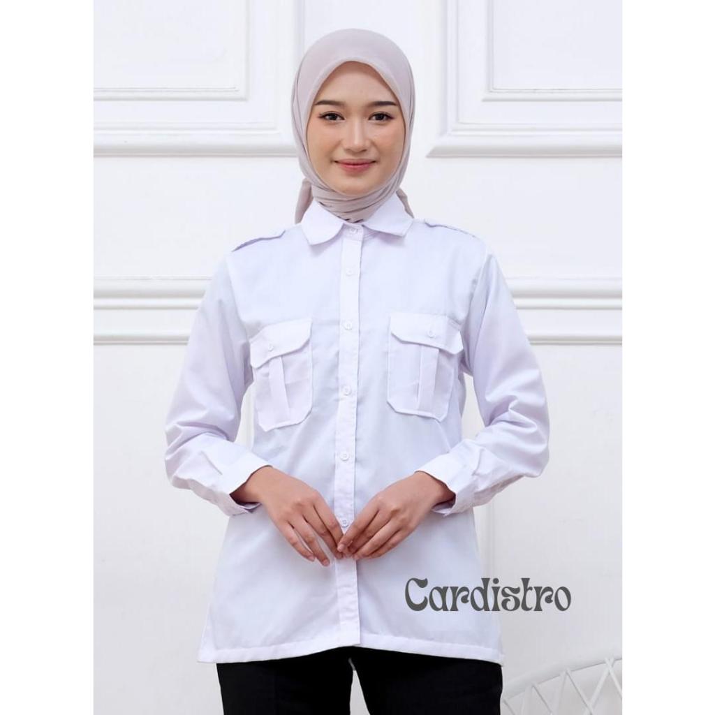 Jual Kemeja PDH Wanita Saku Atas Baju Dinas Putih Wanita Formal Pegawai ...