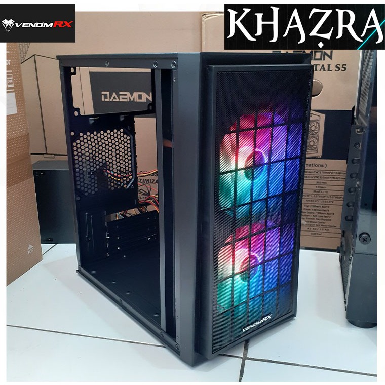 Jual Case / Casing Venomrx Khazra M - ATX include Fan RGB 2pc Pengganti ...