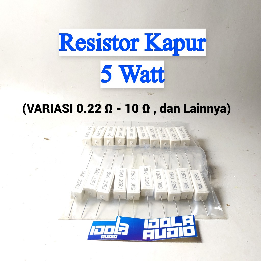 Jual (10 PCS) Resistor Kapur 5 Watt VARIASI | Resistor 5 Watt Kapur 0.22 Ohm - 10 Ohm | Shopee ...