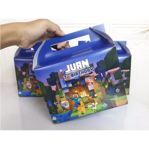 Jual wadah snack minecraft / snackbox minecraft / snack box custom ...