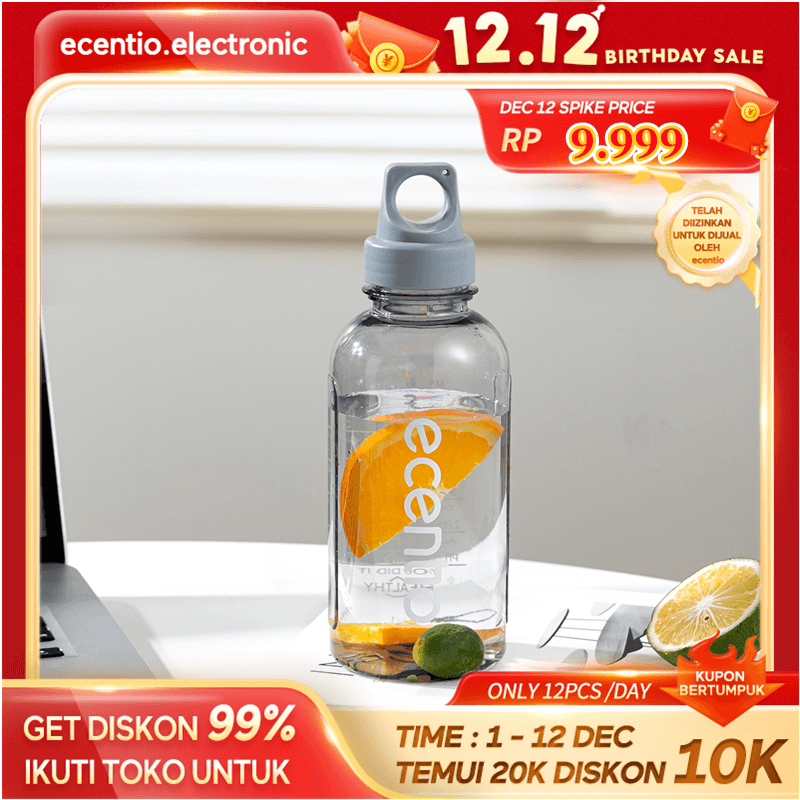 Jual ecentio Botol minum 500ml Tumblr botol transparan / botol olahraga ...