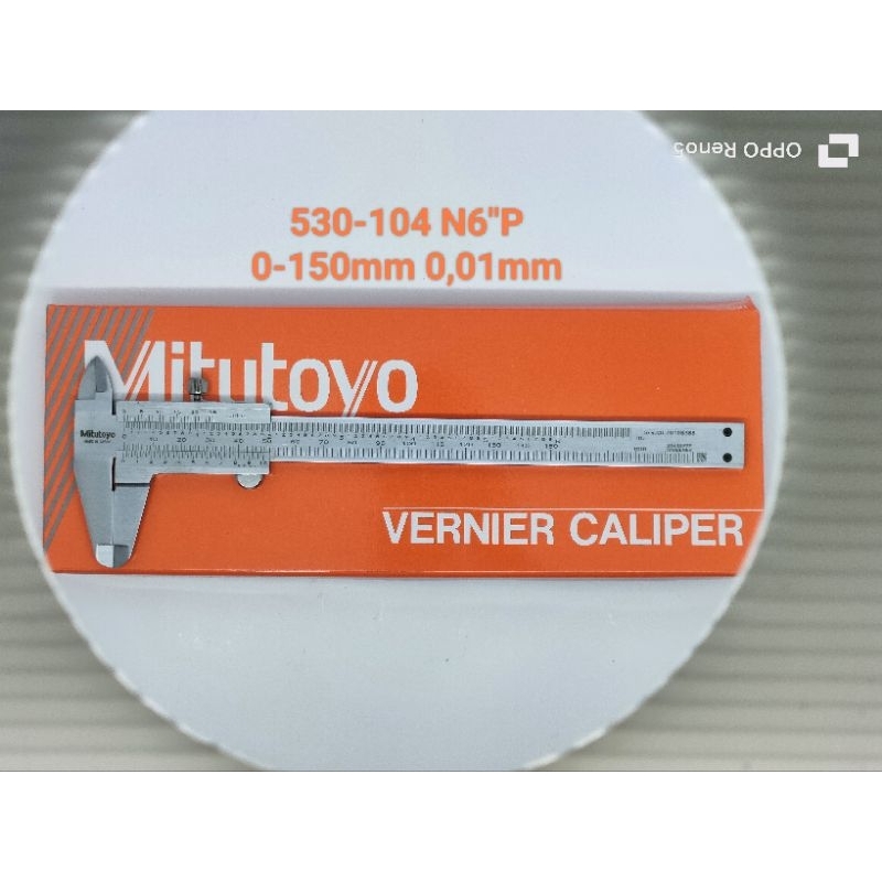 Jual Vernier Caliper Mitutoyo 530-104 N6"P Range 0-150mm (6inc) 0,01mm | Shopee Indonesia