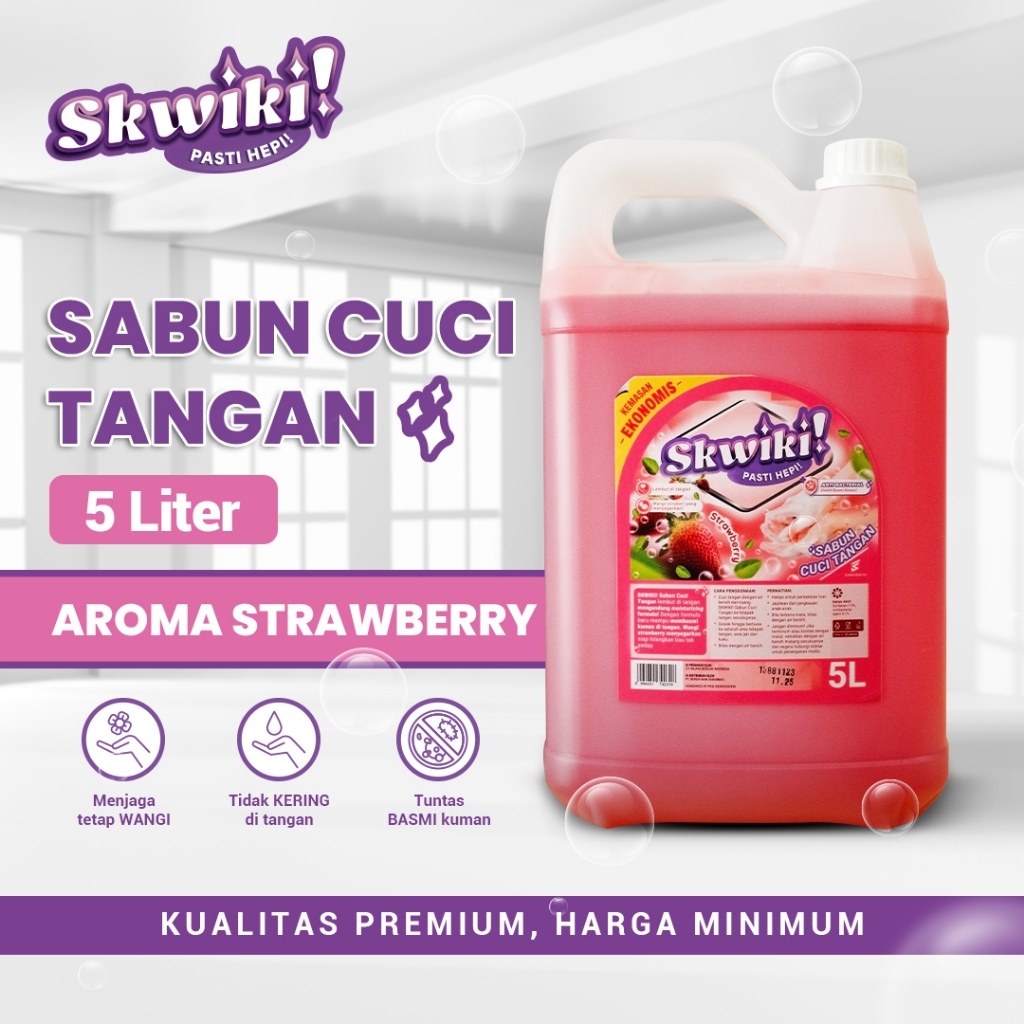 Jual SKWIKI! Sabun Cuci Tangan Strawberry Jerigen 5L | Shopee Indonesia