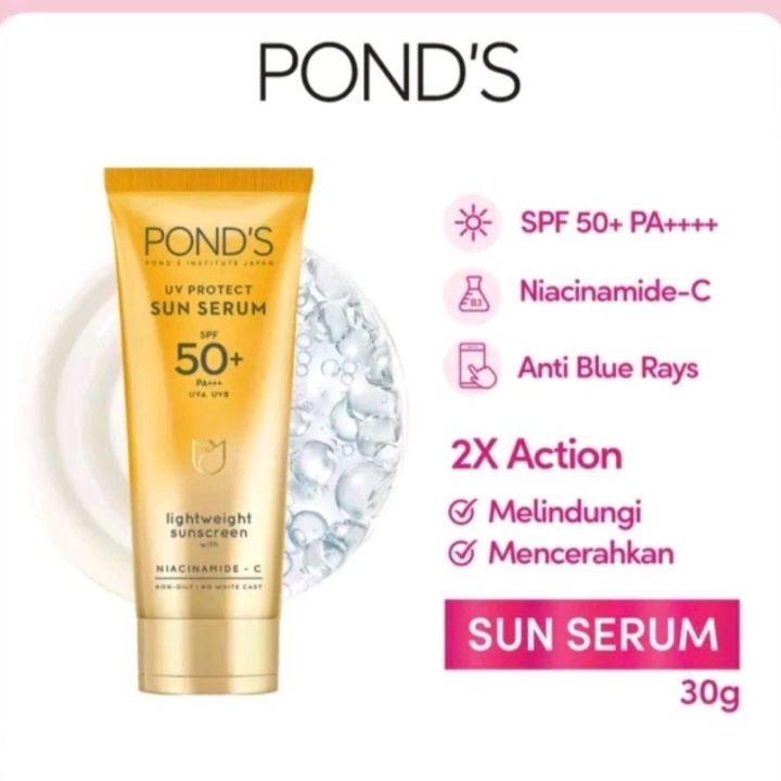 Jual Harga Termurah ponds uv protect sun serum spf 50+ pA++++ uva uvb ...