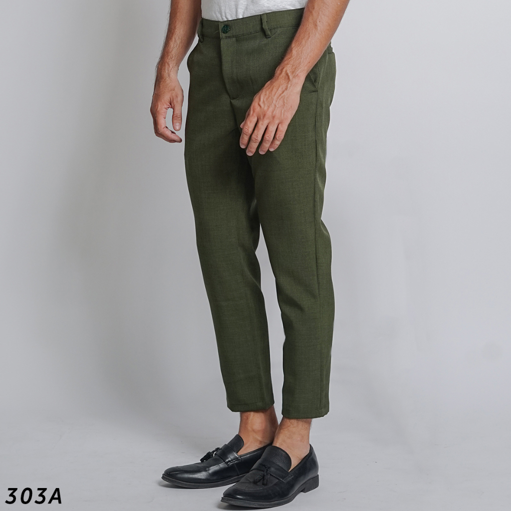 Jual HSRM - Dapper Formal Ankle Pants Green | Shopee Indonesia