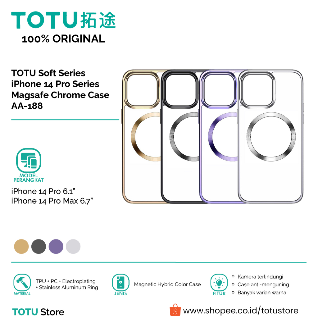 Jual Casing iPhone 14 Pro/14 Pro Max Chrome Case TOTU Shining Magsafe ...