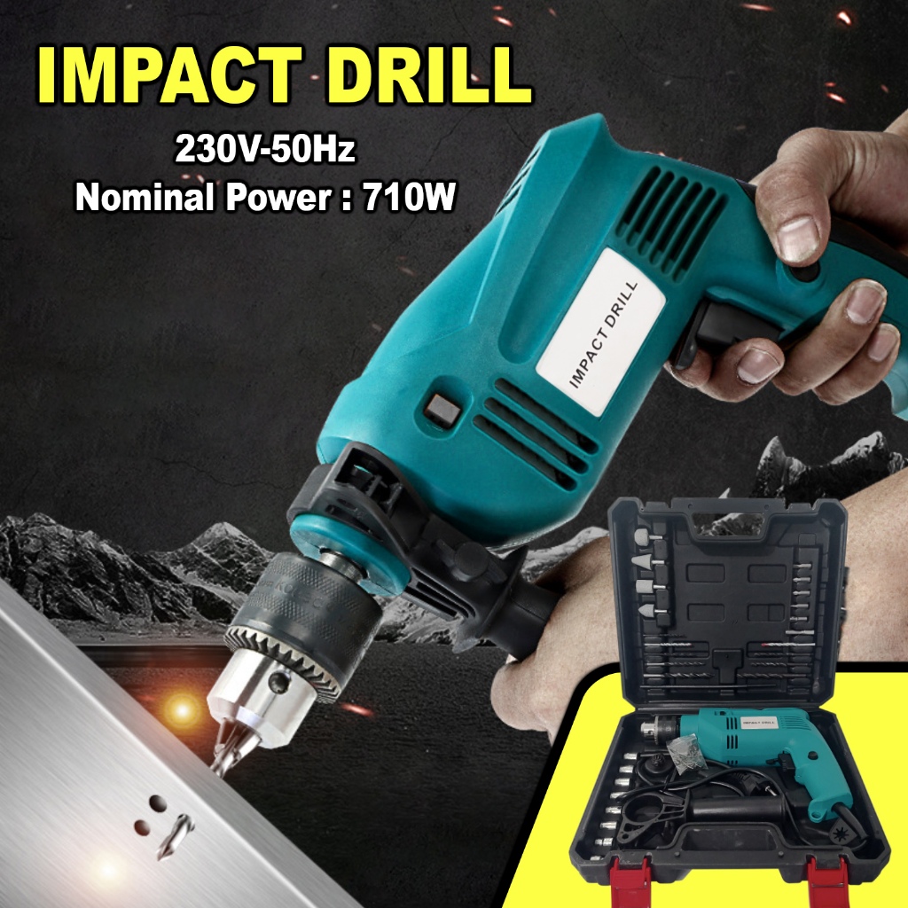 Jual Bor Impact Drill 710W Mesin Bor Tembok Besi Kayu Listrik Set Mata ...