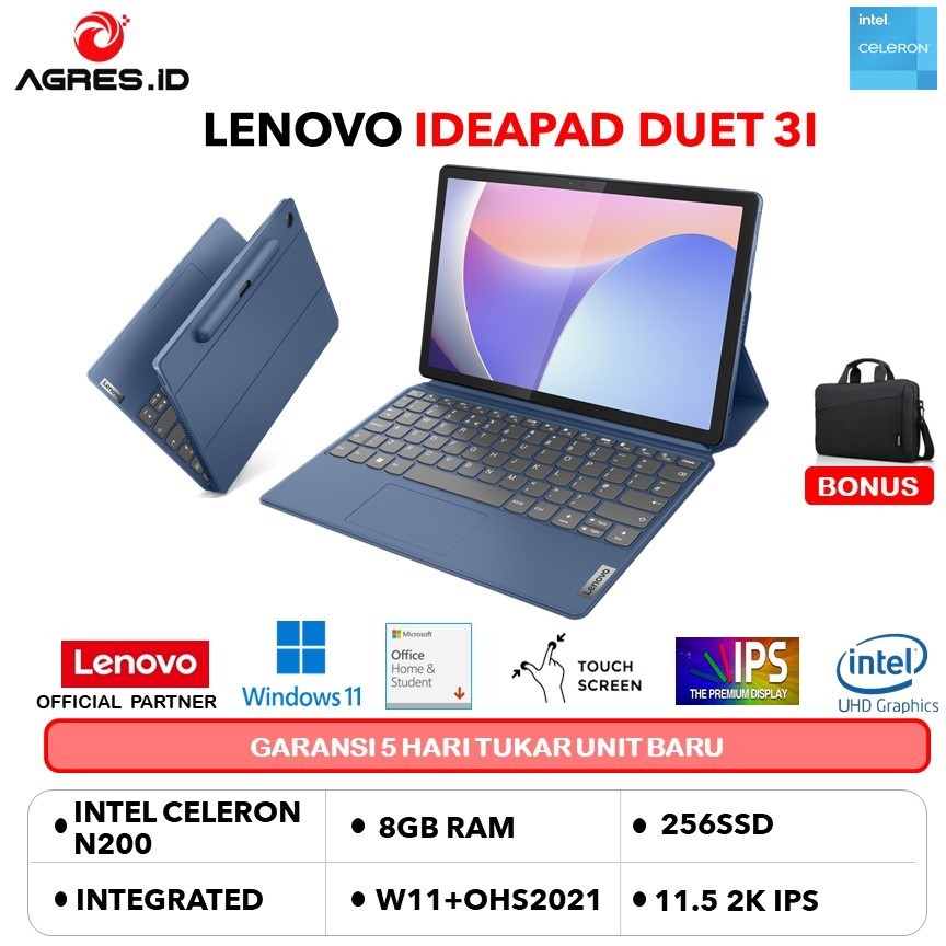 Jual LENOVO IDEAPAD DUET 3 11 TOUCH INTEL N200 8GB 256GB W11PRO+OHS 11. ...