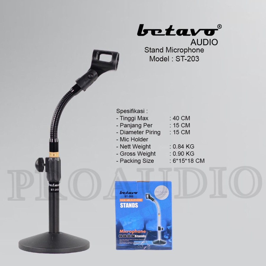 Jual STAND MIC MEJA BETAVO ST - 203 ST-203 STANDING MICROPHONE ORIGINAL | Shopee Indonesia