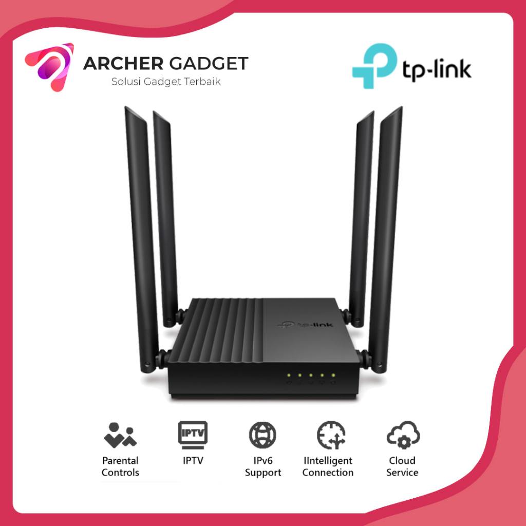 Jual TP-Link Archer C64 AC1200 Dual-Band Gigabit Wi-Fi 5 Router 4× ...