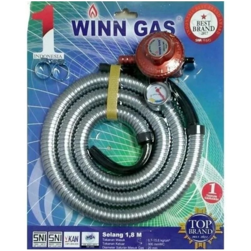 Jual selang paket regulator Winn gas Regulator + selang 1,8 meter ...