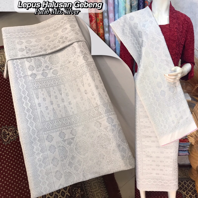 Jual Songket Lepus Halusan Gebeng Putih Mix Silver-Asli Tenun Tangan ...